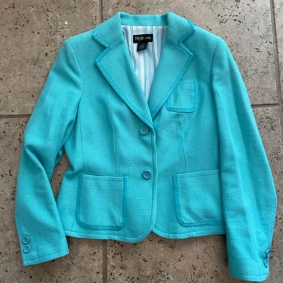 Style & Co. | Jackets & Coats | Vintage Teal Blazer | Poshmark